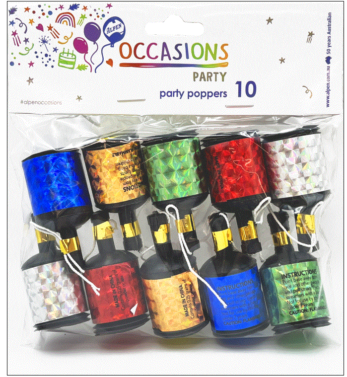 Prismatic Party Poppers 10 Pack — Red Fox Party Supplies