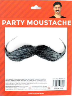 Deluxe Grey Handlebar Moustache — Red Fox Party Supplies