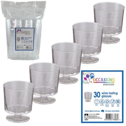 Clear Plastic Wine Tasting Glass 45ml Pack 30 — Red Fox Party Supplies