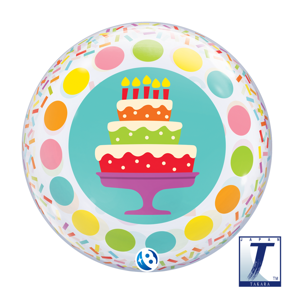 Takara Happy Birthday Colour Dots And Cake Bubble Balloon 56cm — Red ...