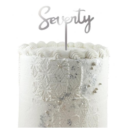 Acrylic Silver Seventy Cake Topper — Red Fox Party Supplies