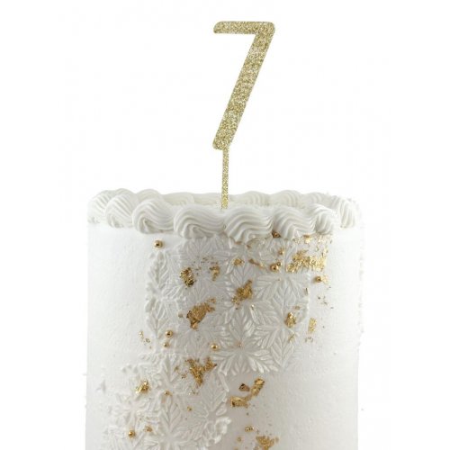#7 Cake Topper Glitter Gold — Red Fox Party Supplies