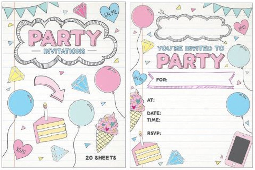 Tween Girl Party Invitations — Red Fox Party Supplies