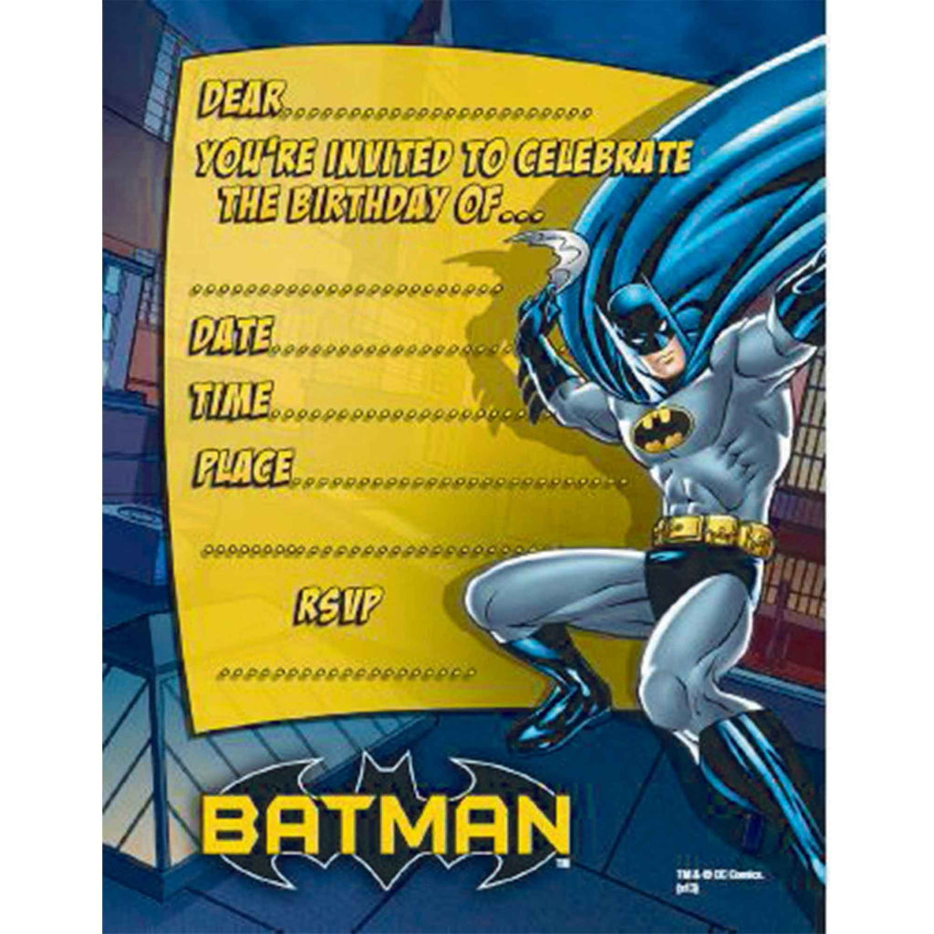 Batman Invites 8 Pack — Red Fox Party Supplies