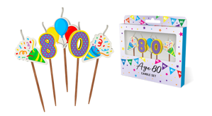 Age 80 Candles 5 Pack — Red Fox Party Supplies