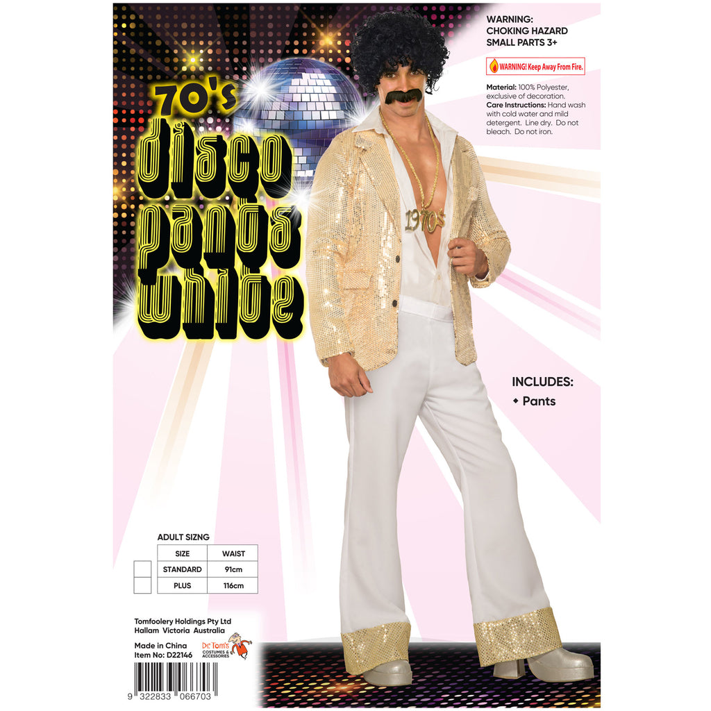 70's Disco Singer White Pants ONLY Size Large — Red Fox Party Supplies