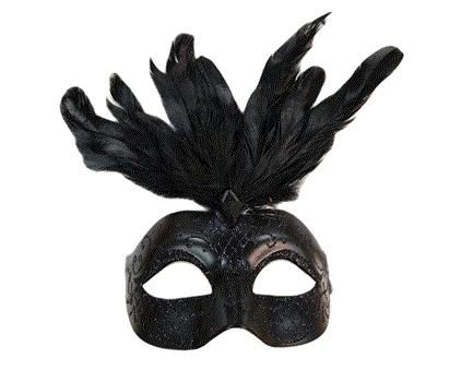Feathered Black Masquerade Eye Mask — Red Fox Party Supplies