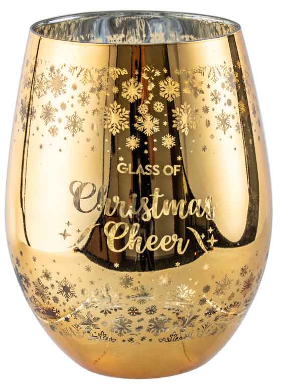 GLASS OF Christmas Cheer Electro Plated Stemless Glasses Gold — Red Fox ...