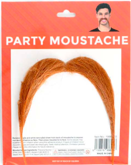 Long Brown/Ginger Moustache — Red Fox Party Supplies