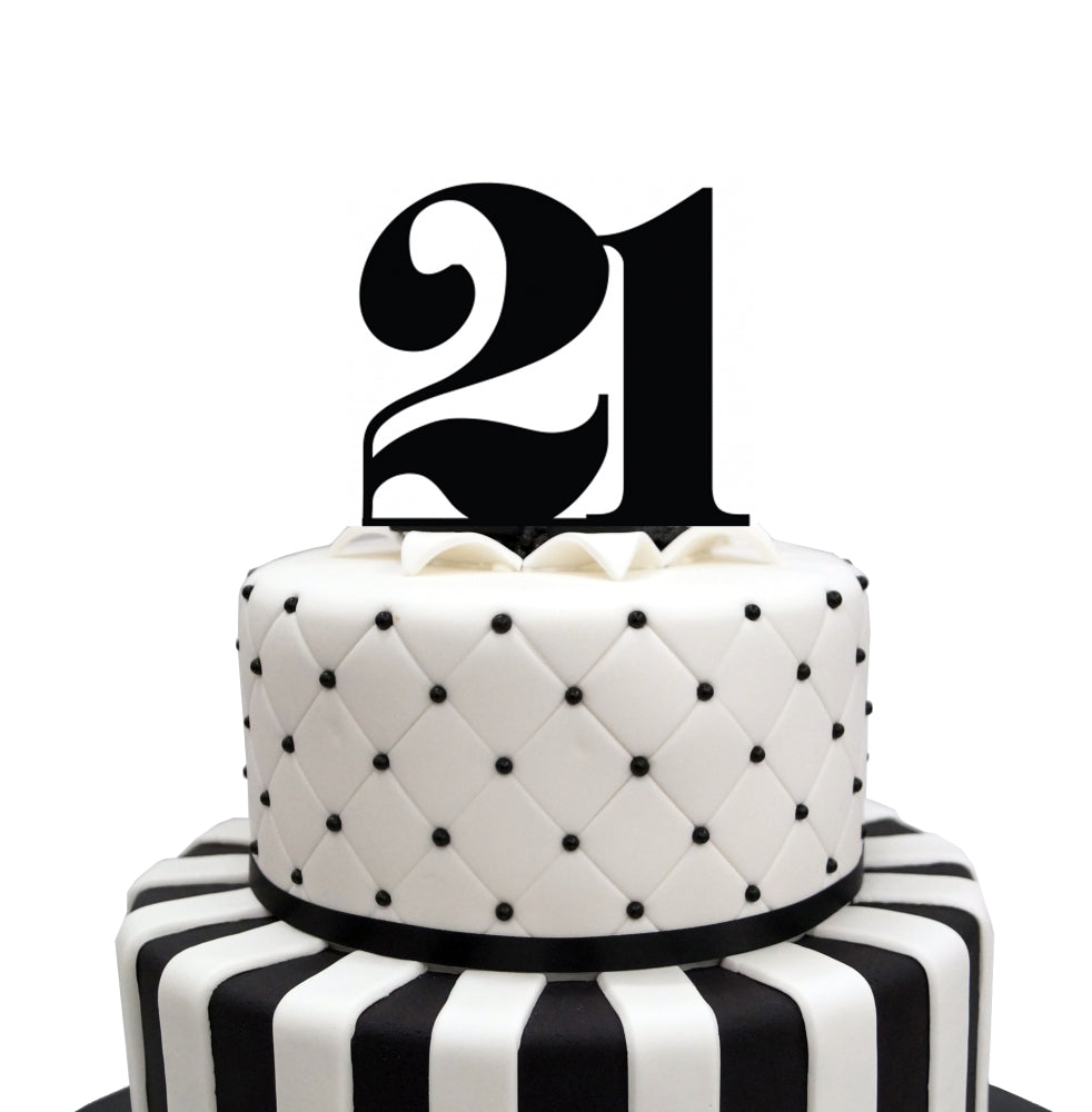 Number 21 Black Acrylic Cake Topper — Red Fox Party Supplies