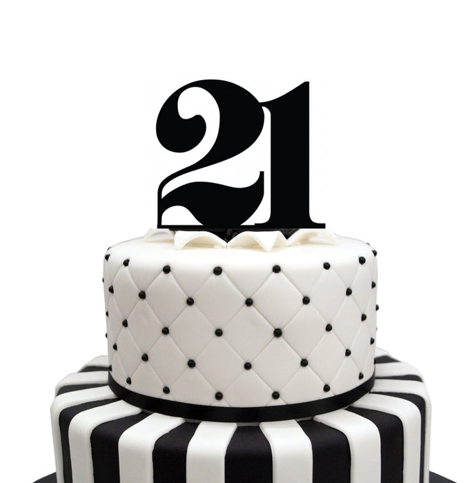 Number 21 Black Acrylic Cake Topper — Red Fox Party Supplies