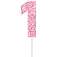 Cake Topper Glitter Pink Number 1 — Red Fox Party Supplies