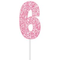 Cake Topper Glitter Pink Number 6 — Red Fox Party Supplies