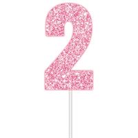 Cake Topper Glitter Pink Number 2 — Red Fox Party Supplies