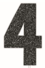 Cake Topper Glitter Black Number 4 — Red Fox Party Supplies