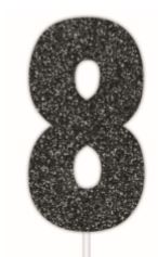 Cake Topper Glitter Black Number 8 — Red Fox Party Supplies