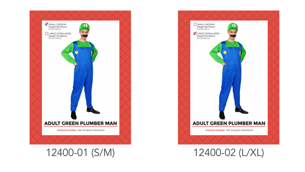Green Plumber Adult Costume — Red Fox Party Supplies