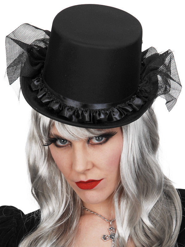 Top Hat Deluxe with Mesh Black — Red Fox Party Supplies