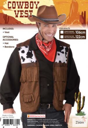 Wild West Cowboy Vest — Red Fox Party Supplies