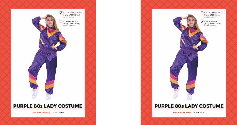 Adult Female 80's Track Suit Costume- Purple — Red Fox Party Supplies