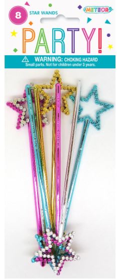 Coloured Star Wand 8 Pack — Red Fox Party Supplies
